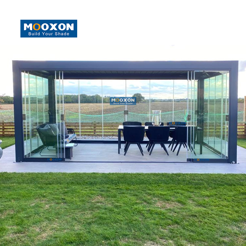 Waterproof Bioclimatic Gazebo Louver Roof Automatic Garden Outdoor ...